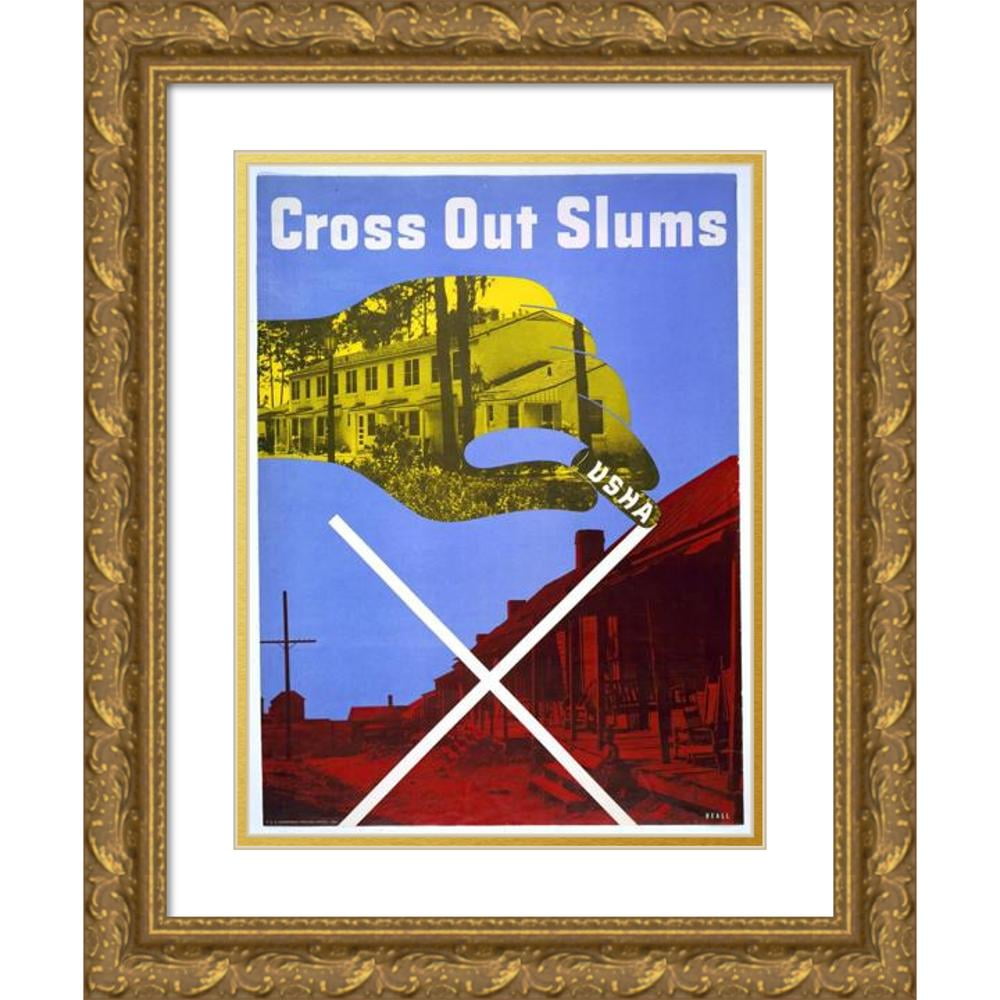 Lester Beall 14x18 Gold Ornate Wood Frame and Double Matted Museum Art ...