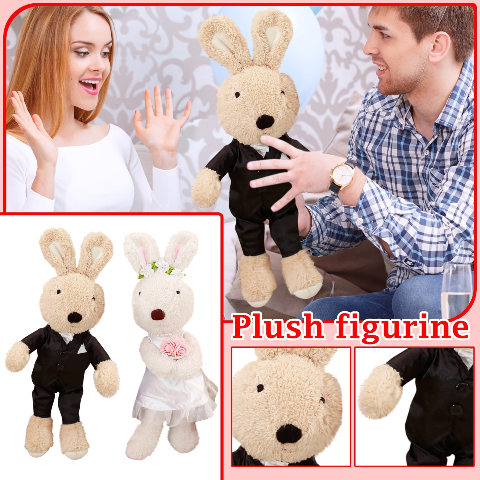 Lesucre Bride & Groom Bunny Set - Wedding-Themed Stuffed Rabbits ...