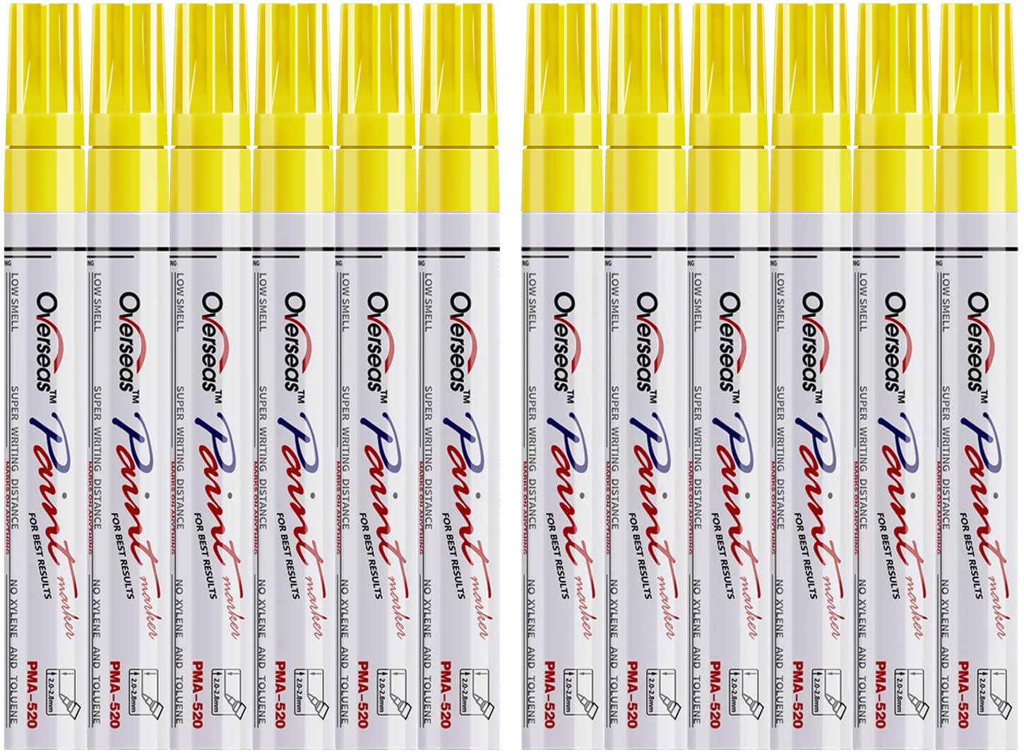 Lesun Yellow Paint Pens, 12 Pack Waterproof Oil-Based Paint Pen Set ...