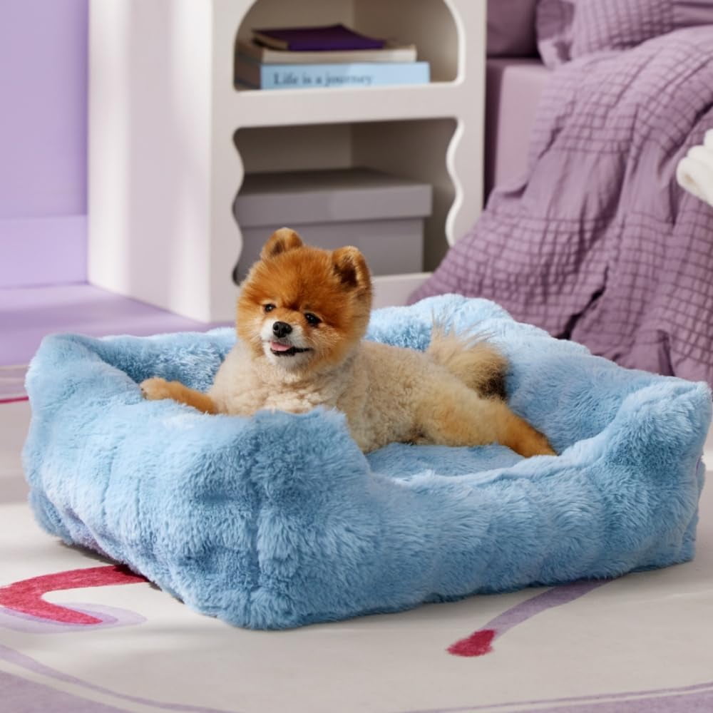 Lesure Fluffy Dog Beds for Small Dogs - Orthopedic Rectangle Calming ...