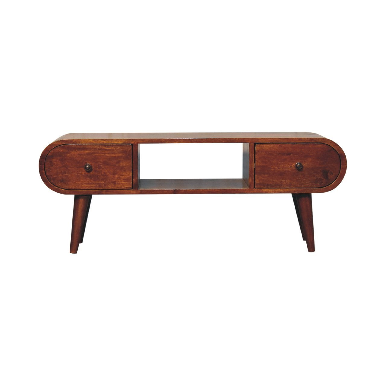 Lesuto Chestnut Circular TV Unit - Nordic Style, Wood, 1 Drawers ...