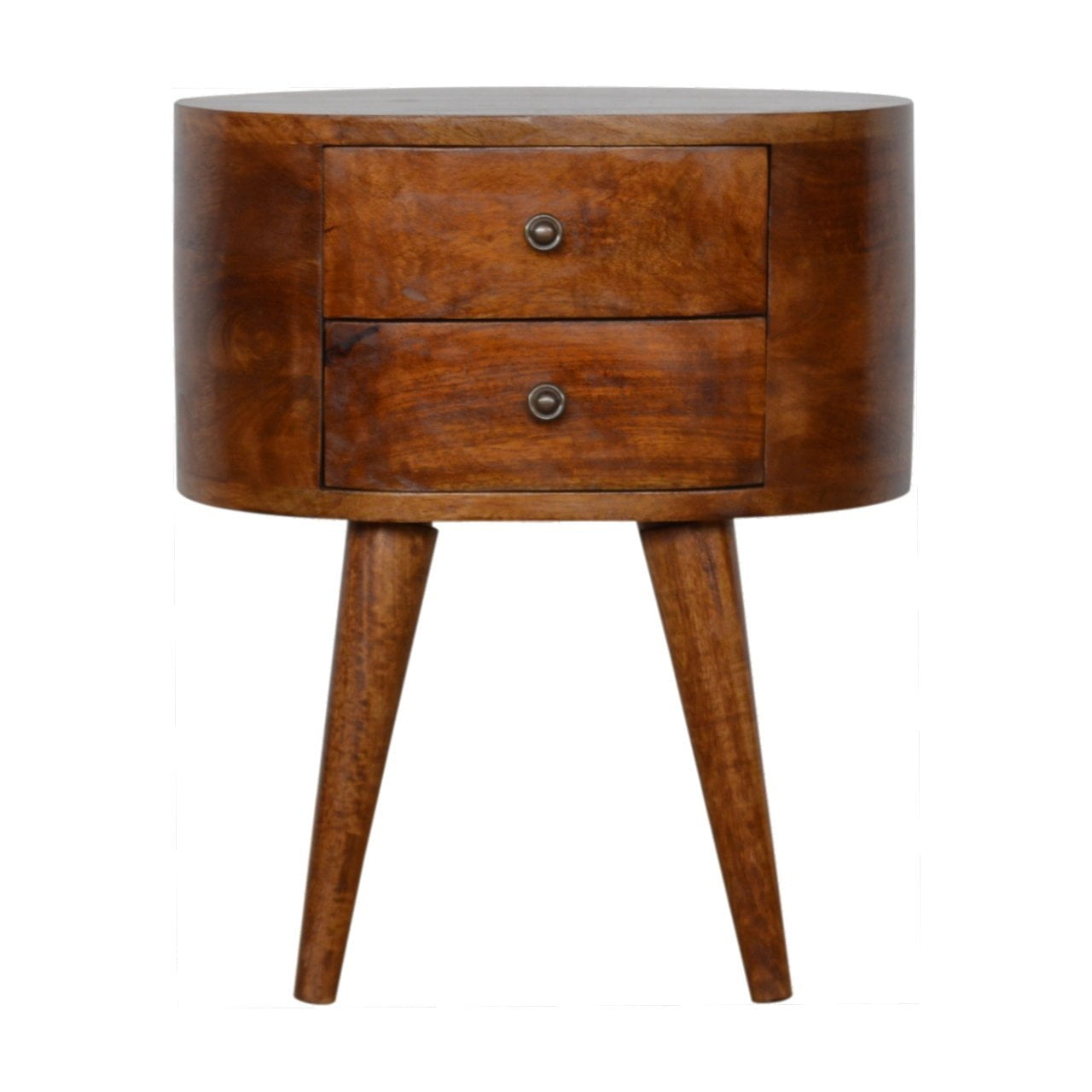 Lesuto Chestnut Rounded nightstand Table - Nordic Style, Wood, 1 ...