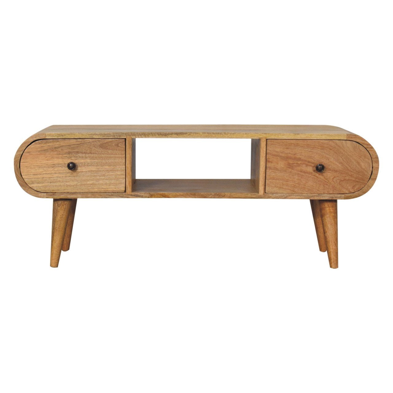 Lesuto Oak-ish Circular TV Unit - Nordic Style, Wood, 1 Drawers ...