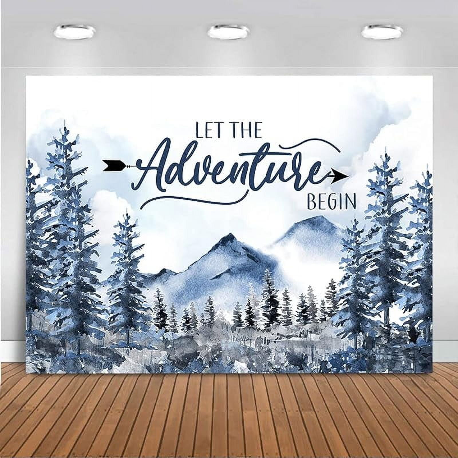 Let The Adventure Begin Backdrop Woodland Adventure Awaits Baby Shower ...