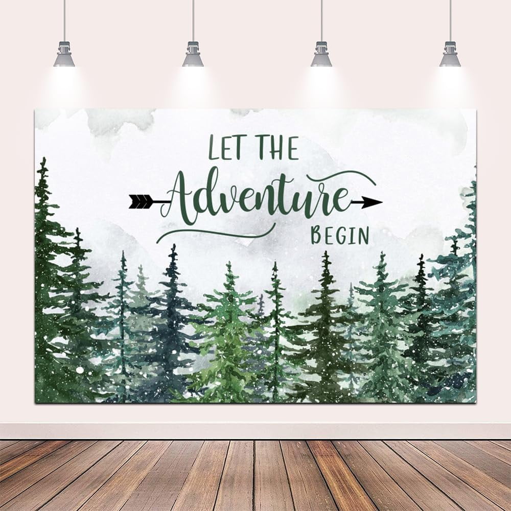 Let The Adventure Begin Coolest Backdrop Baby Shower Backdrop Rustic ...
