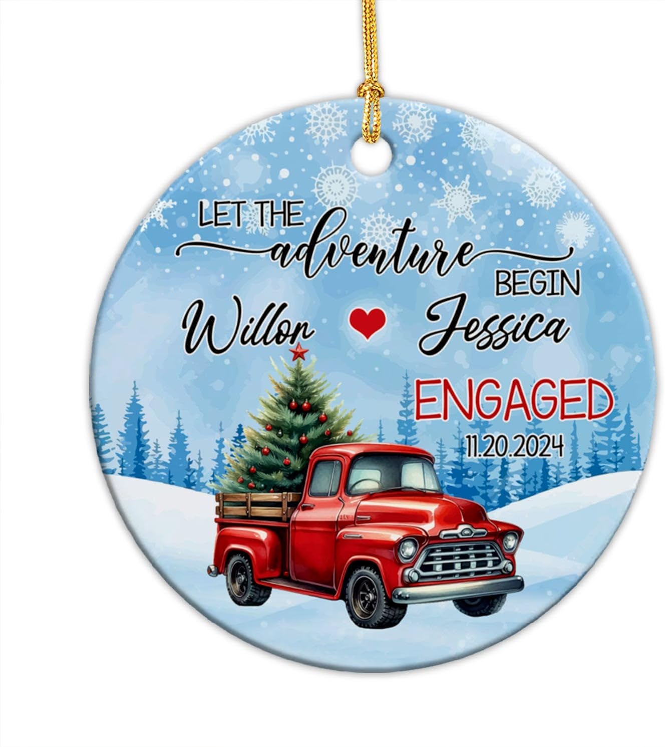 Let The Adventure Begin Engaged Ornament 2025, Personalized Name Our ...