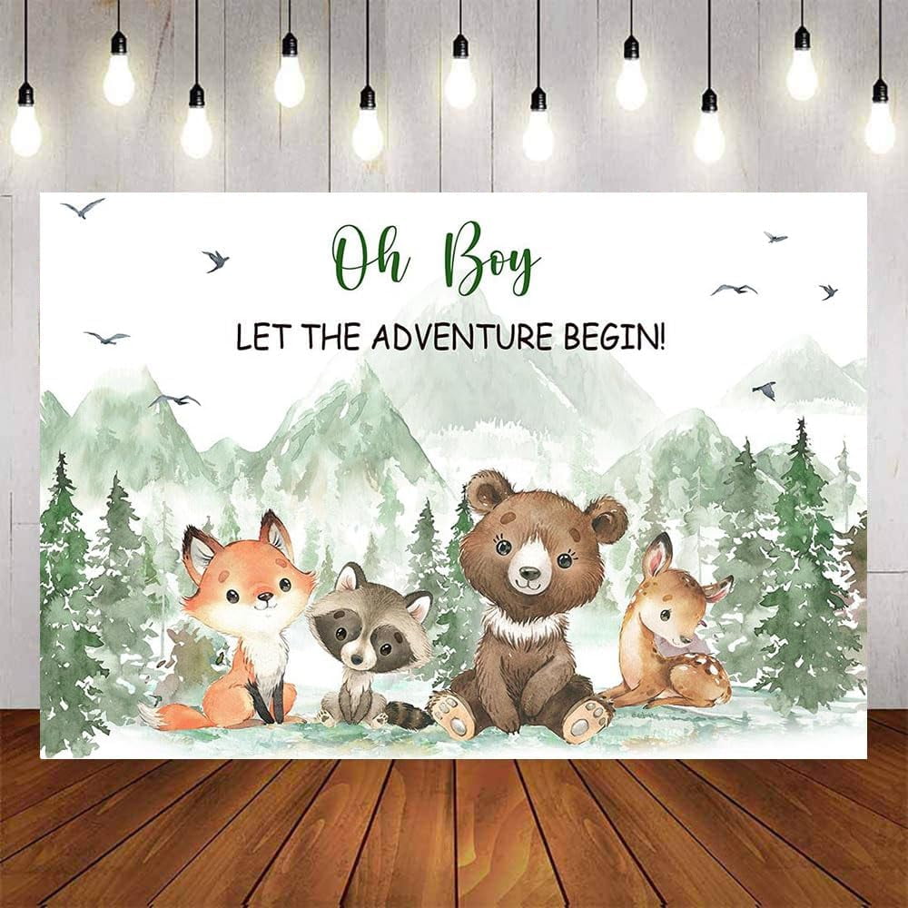 Let The Adventure Begin Woodland Baby Shower Backdrop Woodland Baby ...