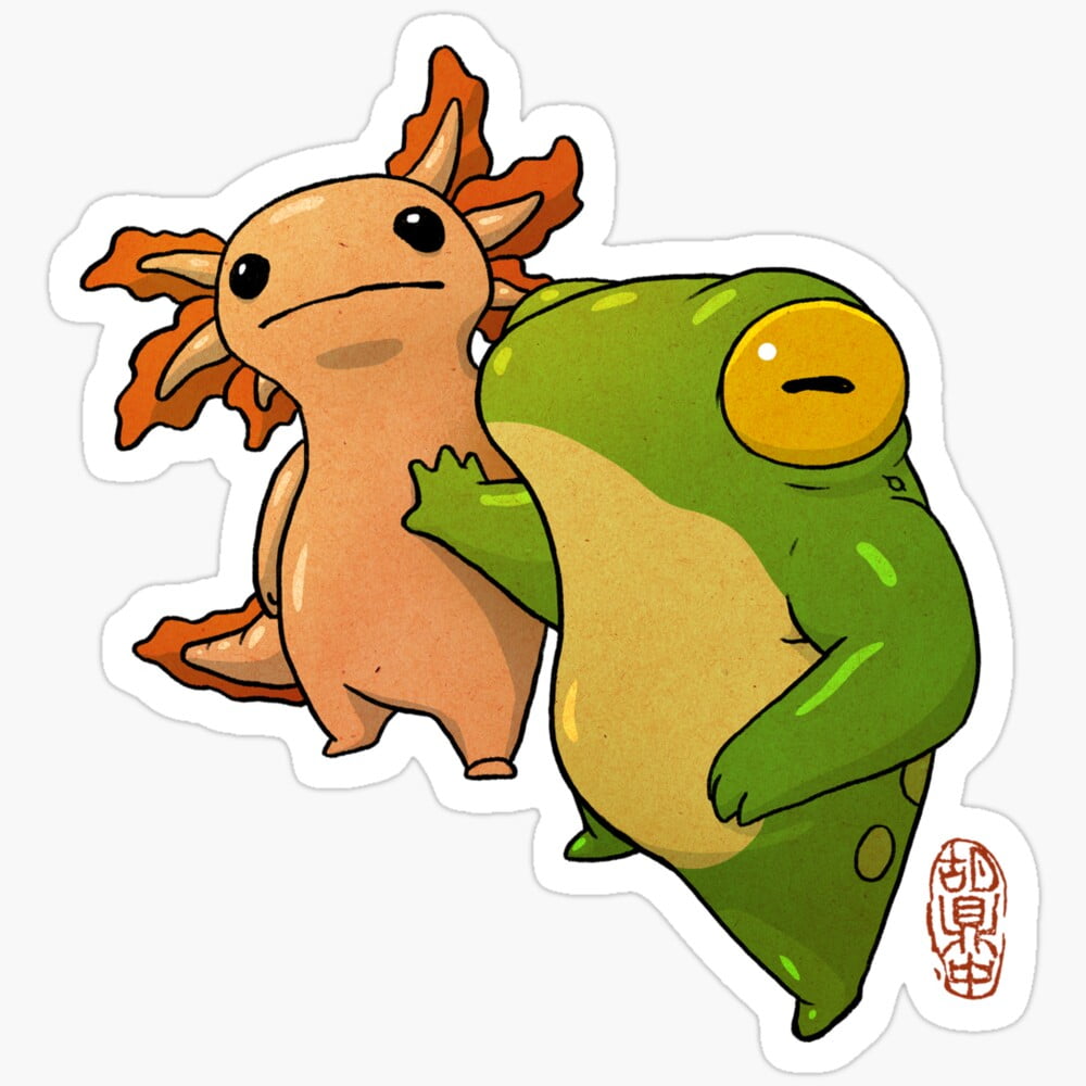 Let Him Cook Frog Axolotl Cute Artwork Asian Style Stickerphone Decal ...