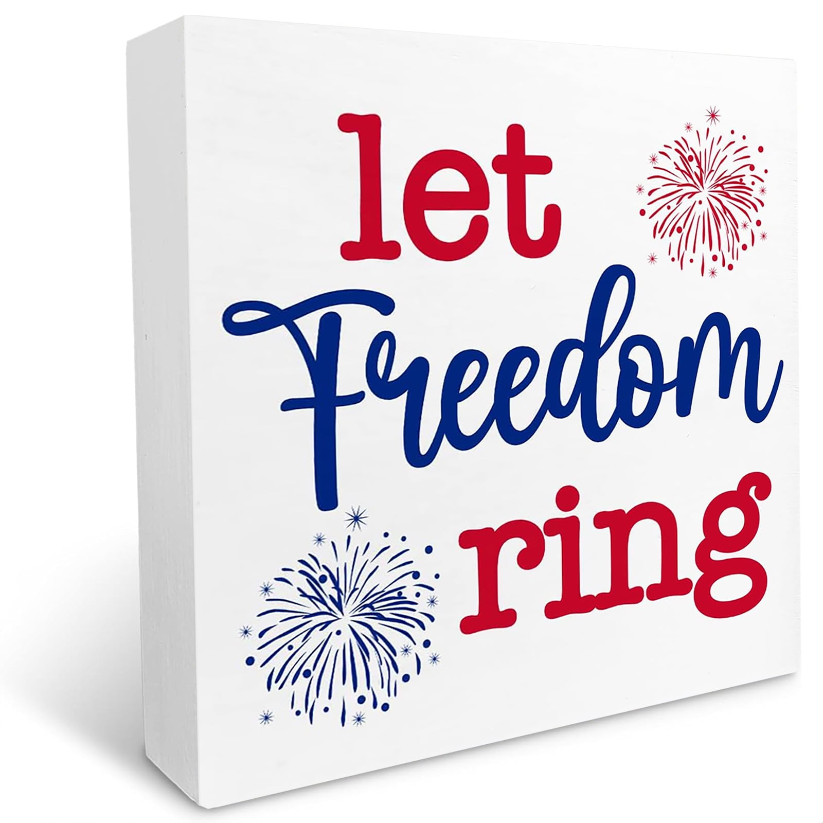 Let Freedom Ring Firework Independence Day Patriotic Wooden box Sign ...