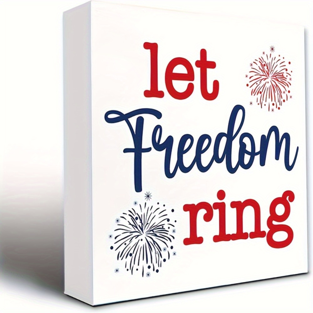 Let Freedom Ring Patriotic Desk Decor - Red White & Blue Fireworks ...