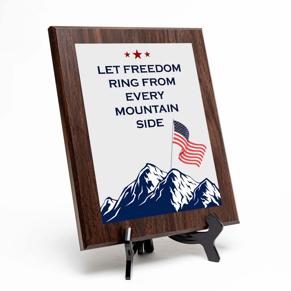 Let Freedom Ring from Every Mountain Side, Wooden Frame 8x10 Decorative ...