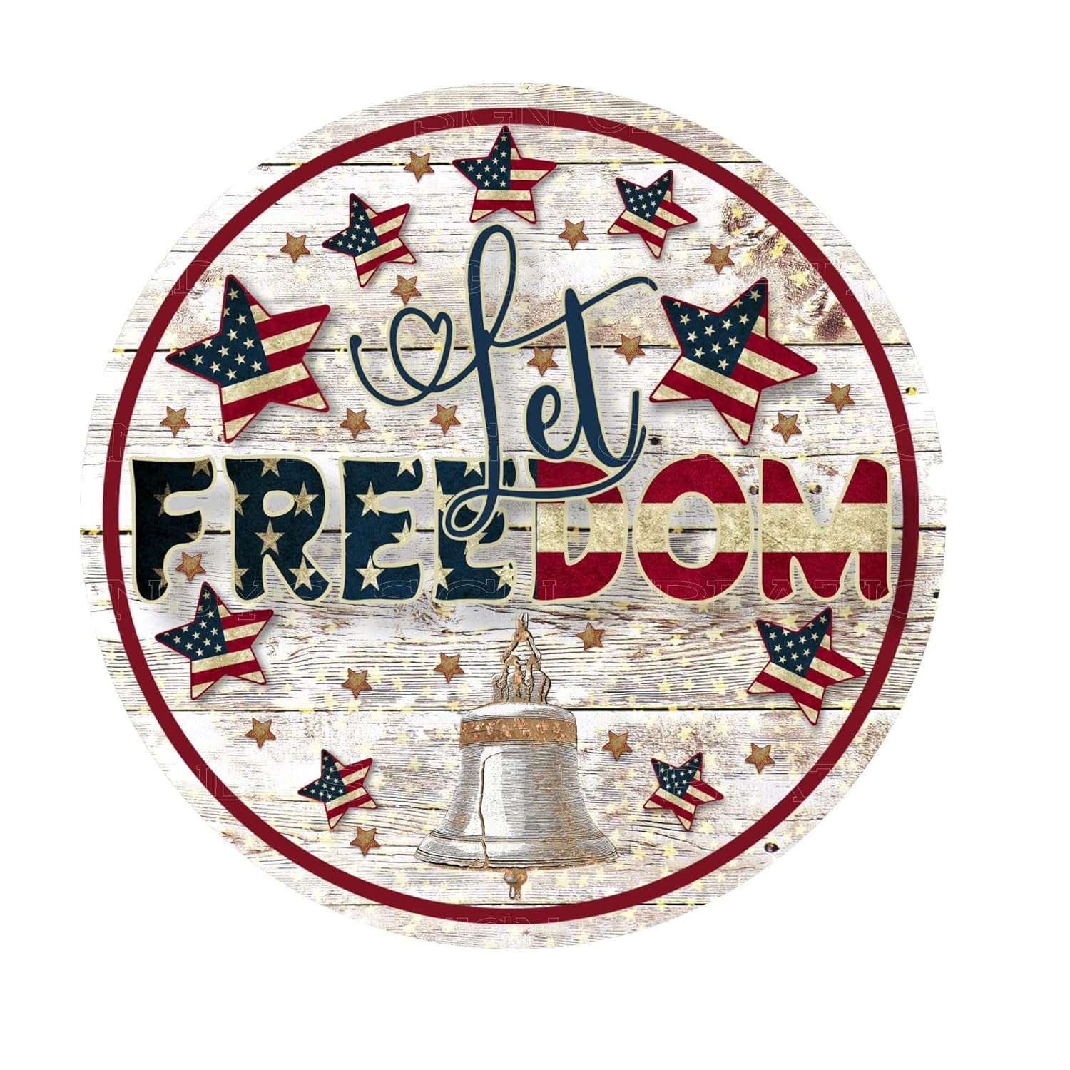 Let Freedom Wreath Sign - Patriotic Wreath Sign - Round Wreath Sign ...