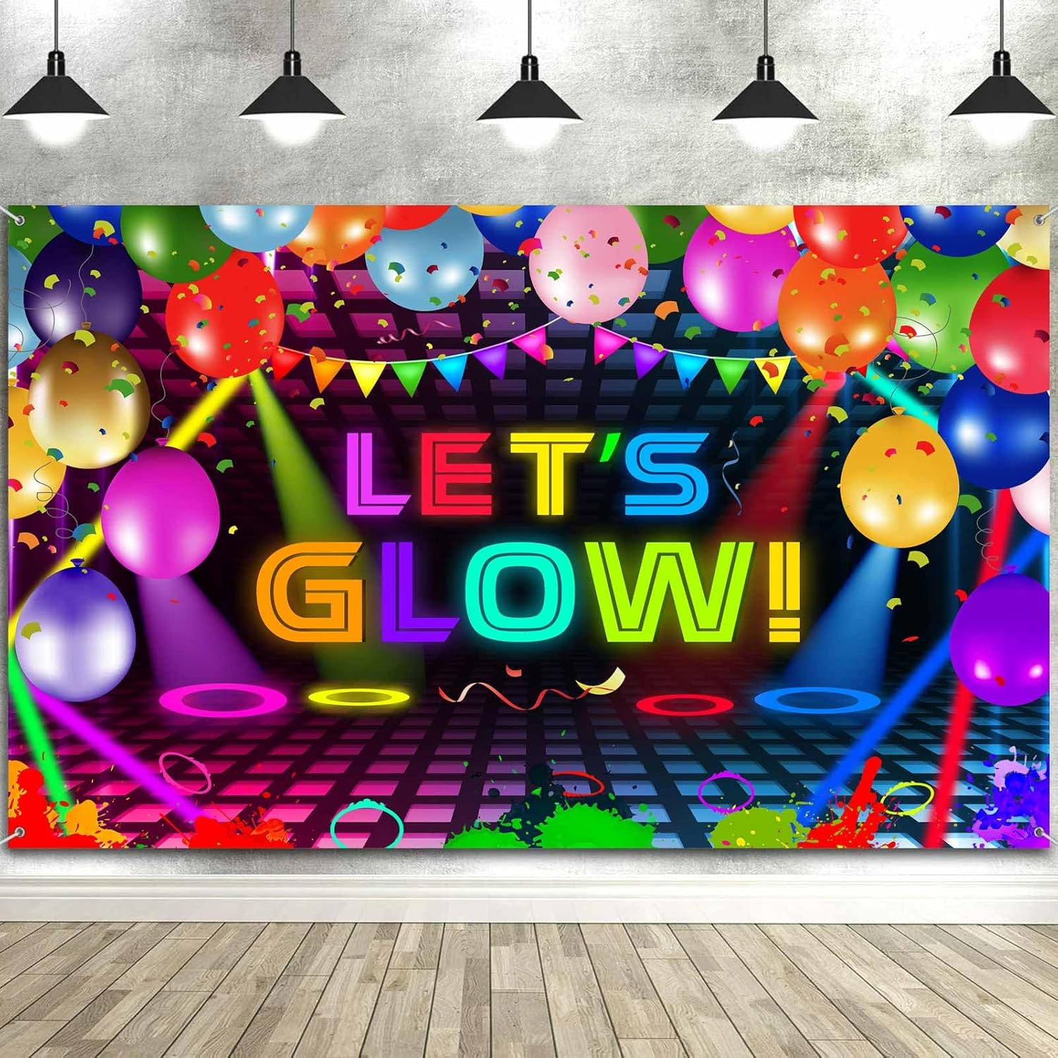 Let Glow Background, Neon Glow Party Backdrop Party Themed Birthday ...