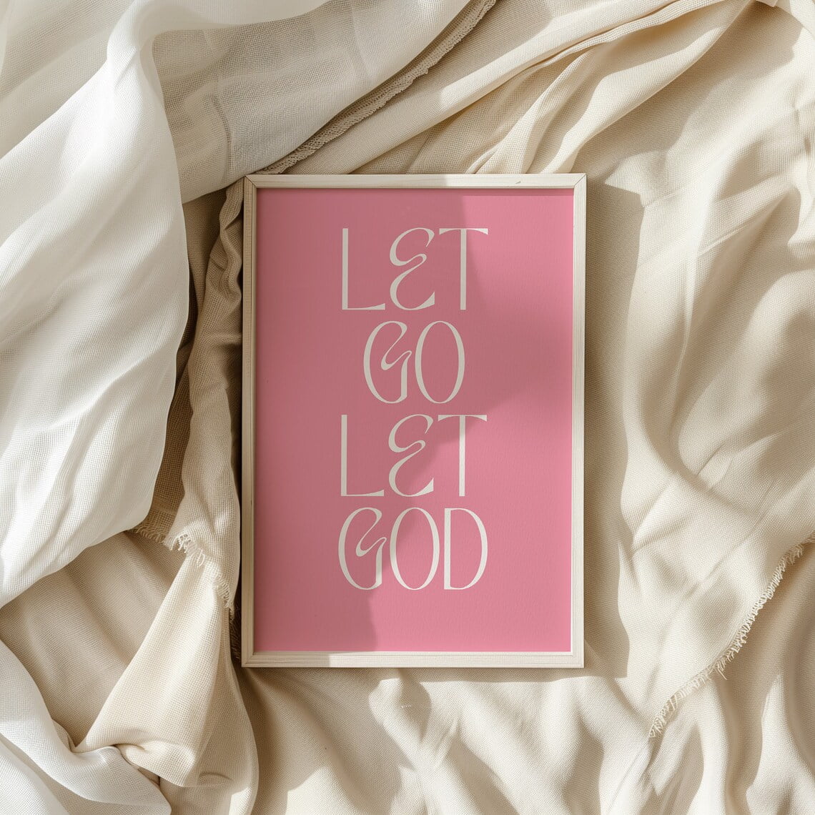 Let Go Let God Christian Wall Art, Pink Preppy Wall Art, Tropical ...