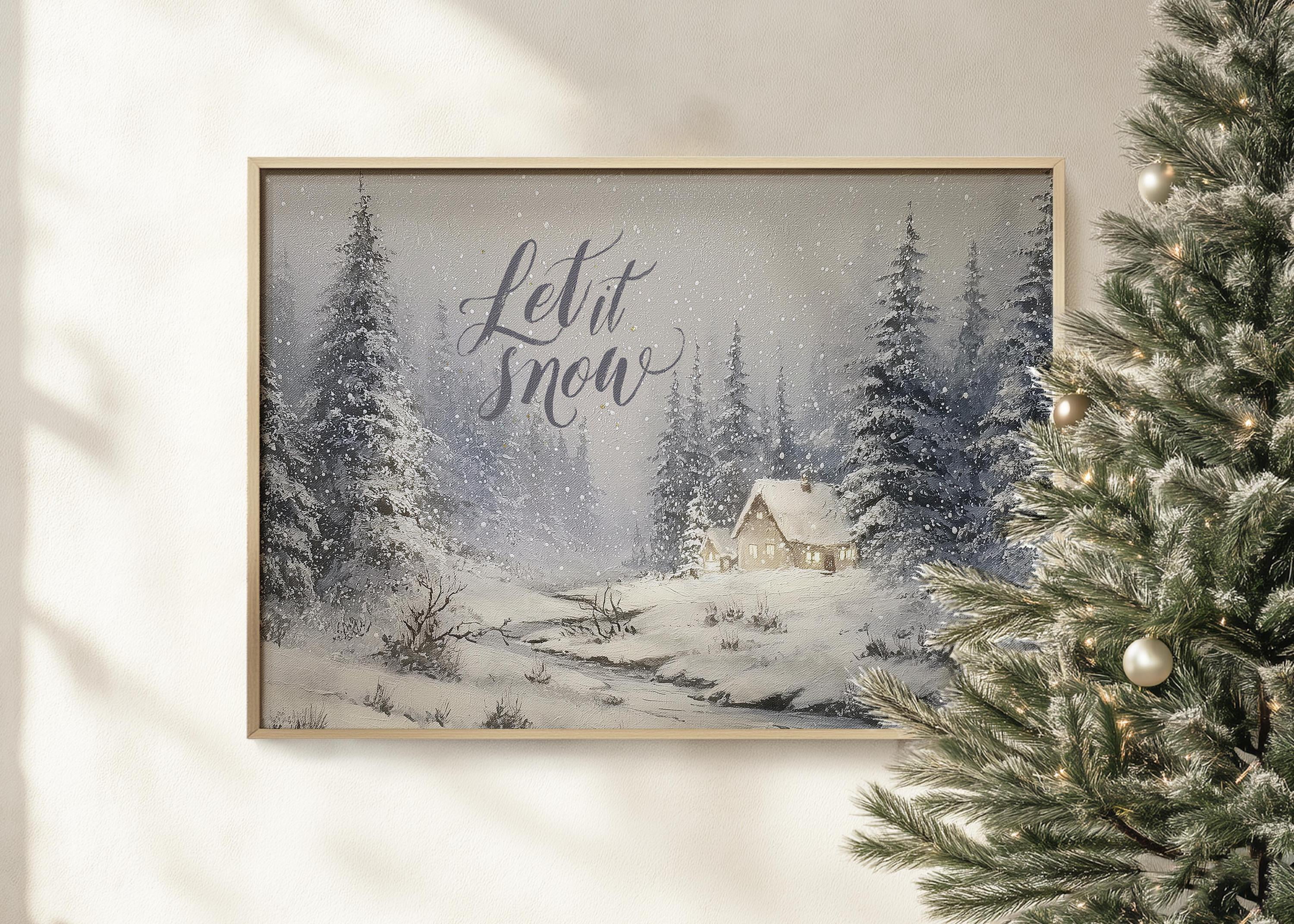 Let In Snow Kristmas Wall Art, Christian Winter Wonderland Snowy Cabin ...