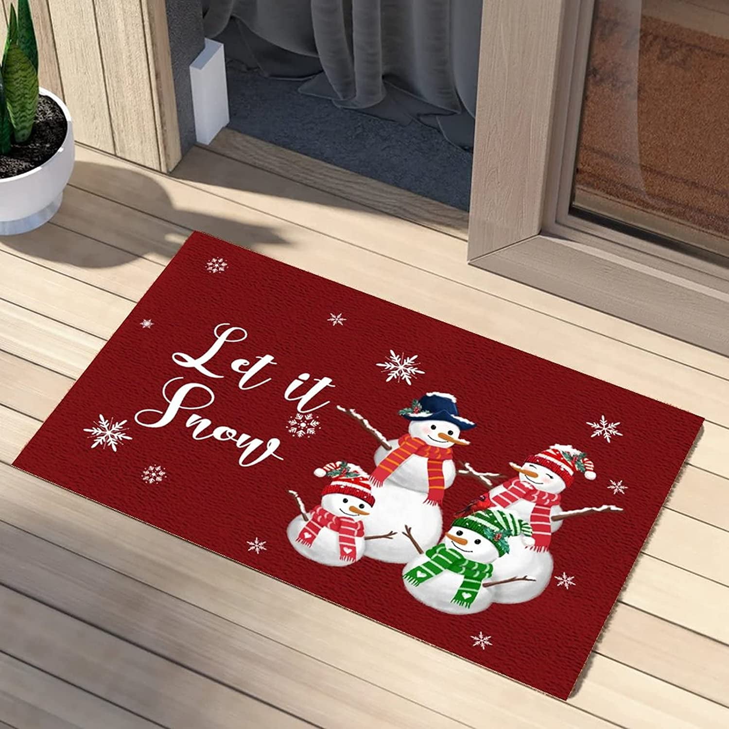 Let It Snow Christmas Snowman Door Mats Coconut Coir Snowman Decor High ...