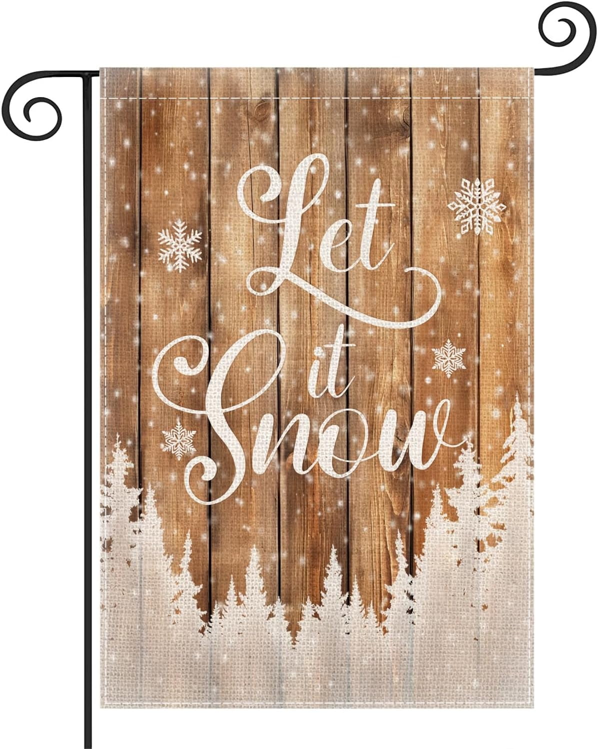 Let It Snow Garden flag 12.5x18 Winter Snowflake Christmas Tree Outside ...