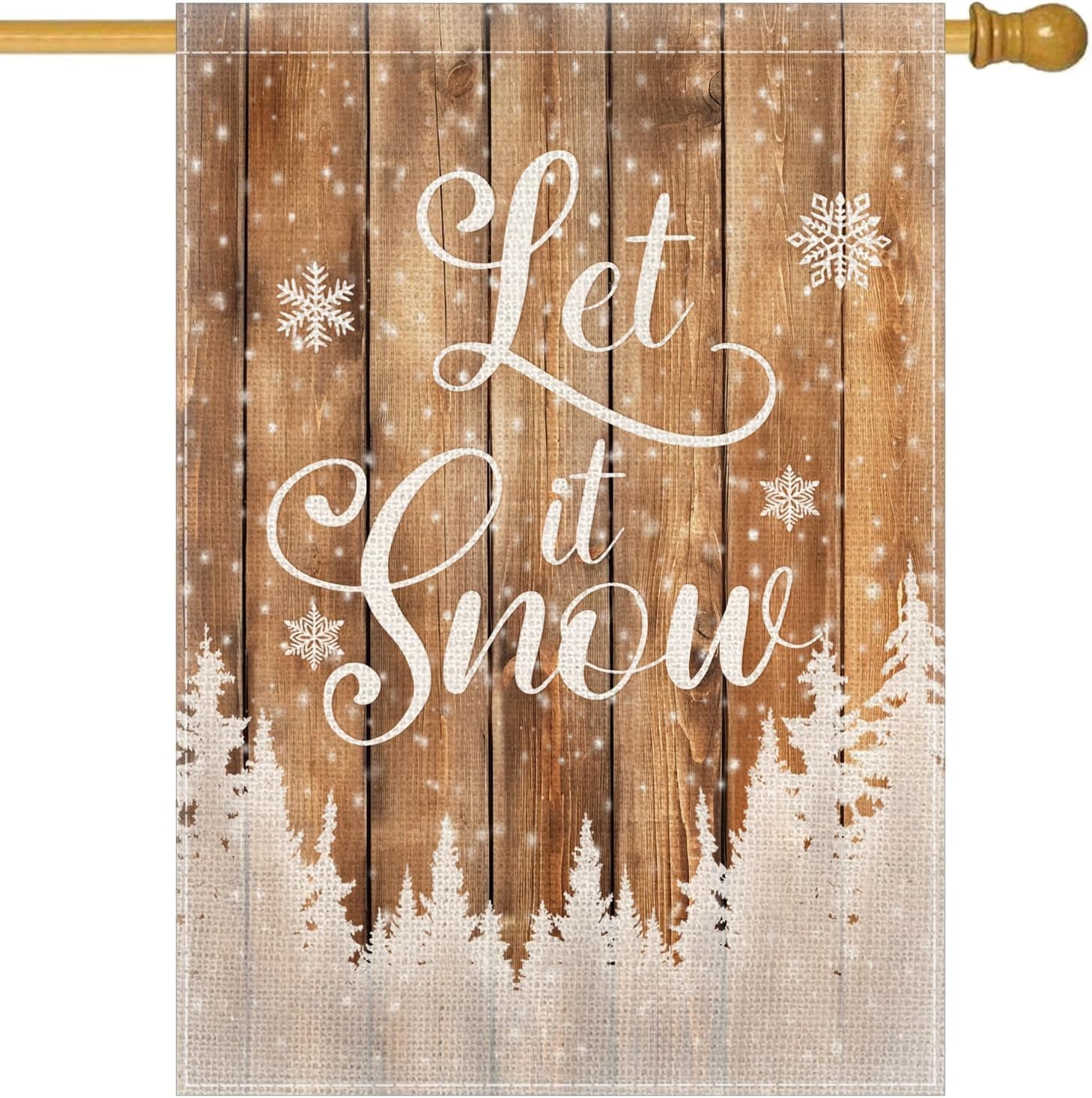 Let It Snow House flag 28x40 Inch Winter Snowflake Christmas Tree ...