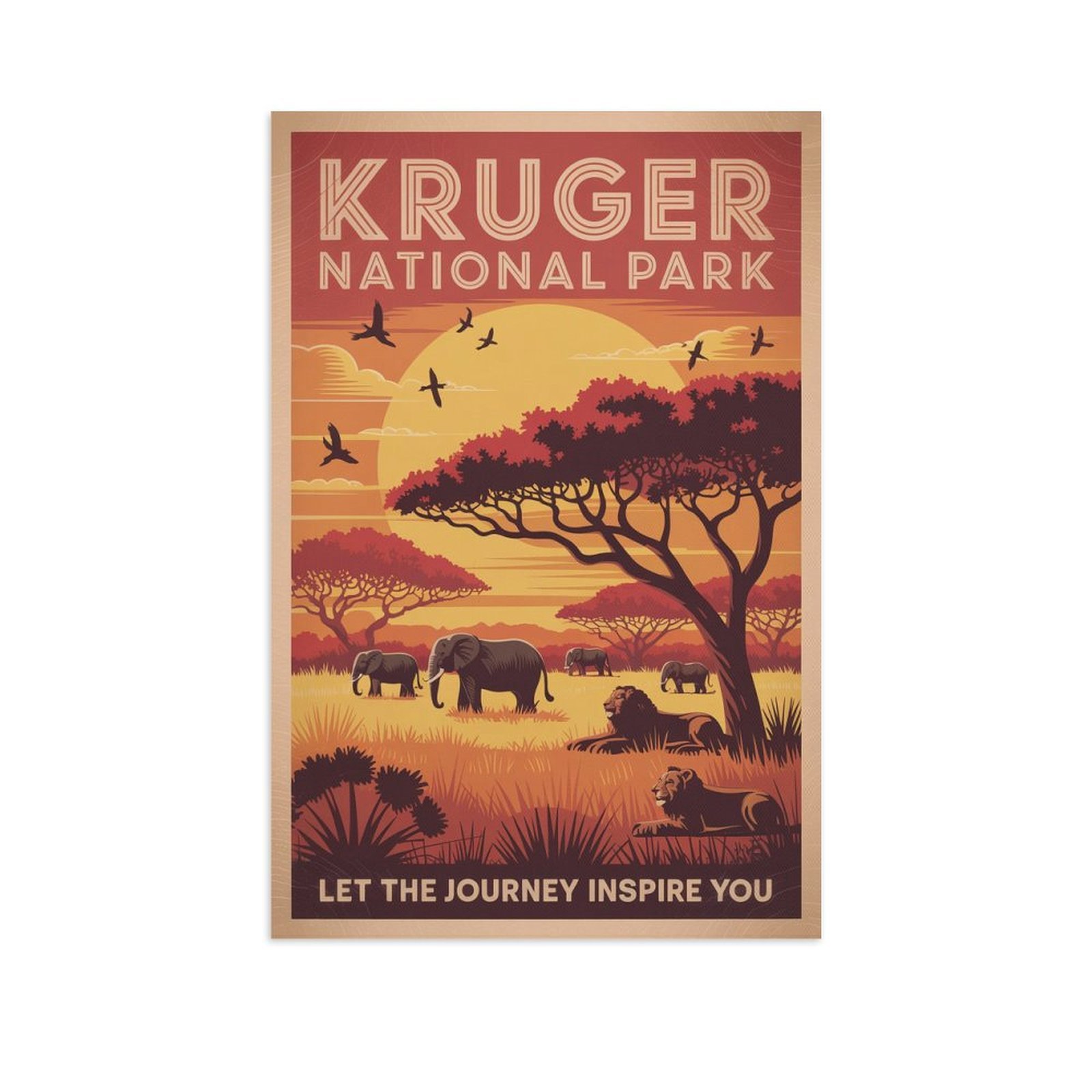 Let The Journey Inspire You Kruger National Park Retro Travel Poster ...