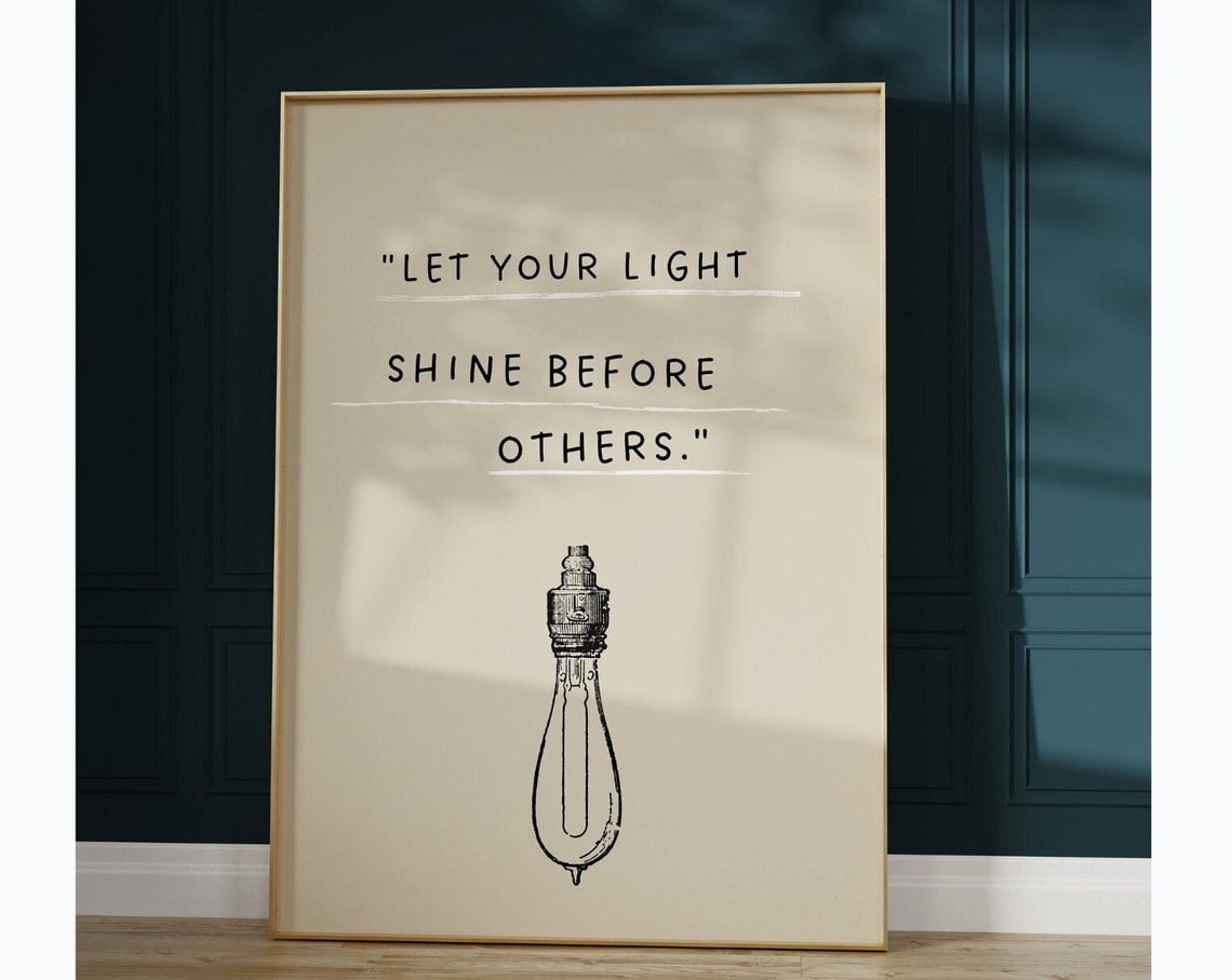 Let Your Light Shine Before Others Minimalist Bible Art Print Christian ...