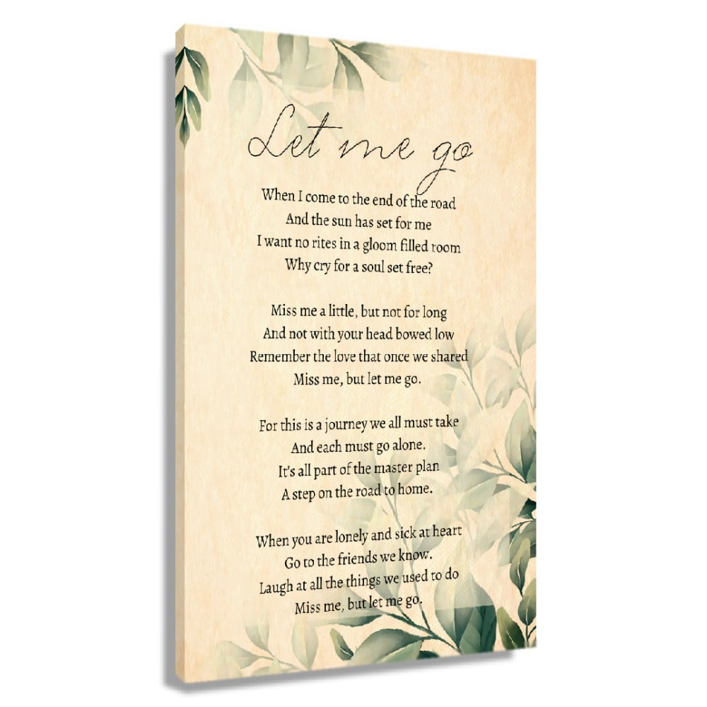 Let Me Go Poem Canvas Wall Art, Modern Poetry Poster, Vertical Print ...
