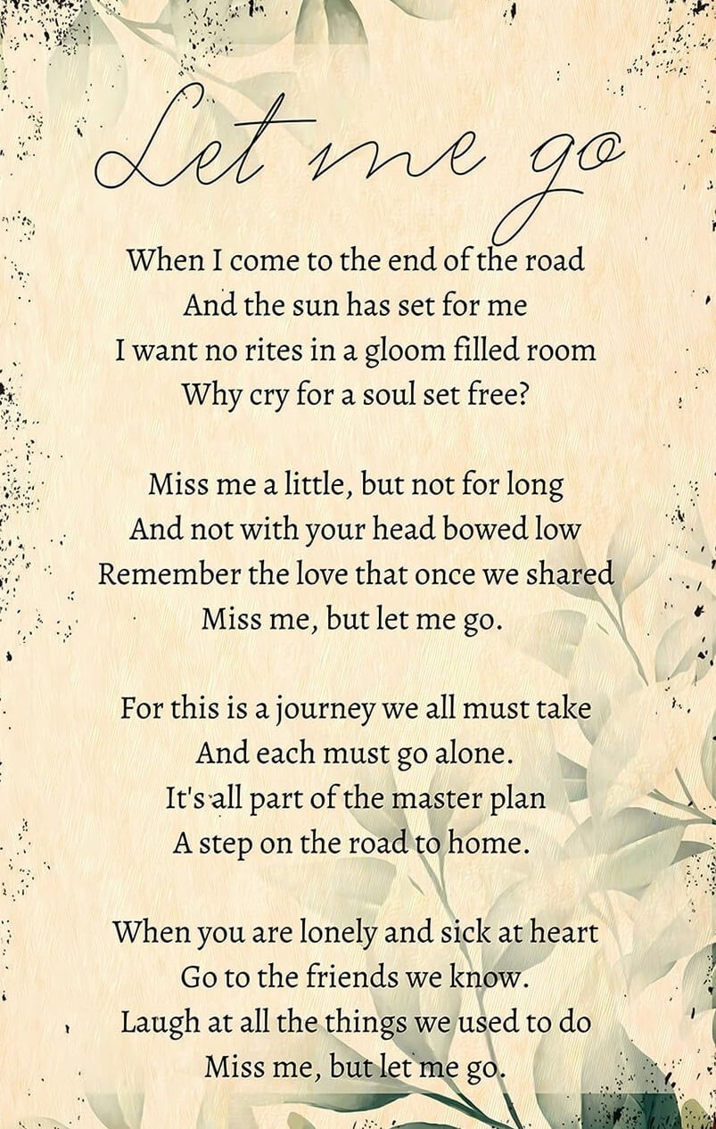 Let Me Go Poem Wall Art poster Modern Picture for Living Room Bathroom ...
