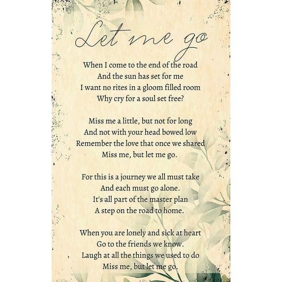 Let Me Go Poem Wall Art poster Modern Picture for Living Room Bathroom ...