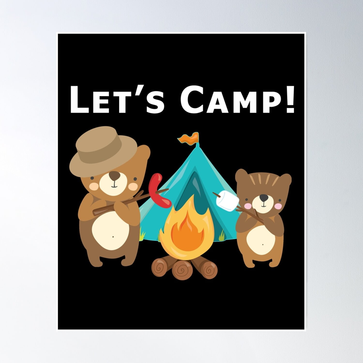 Let'S Camp Bears Camping Design Poster Wall Art, Modern Wall Decor ...