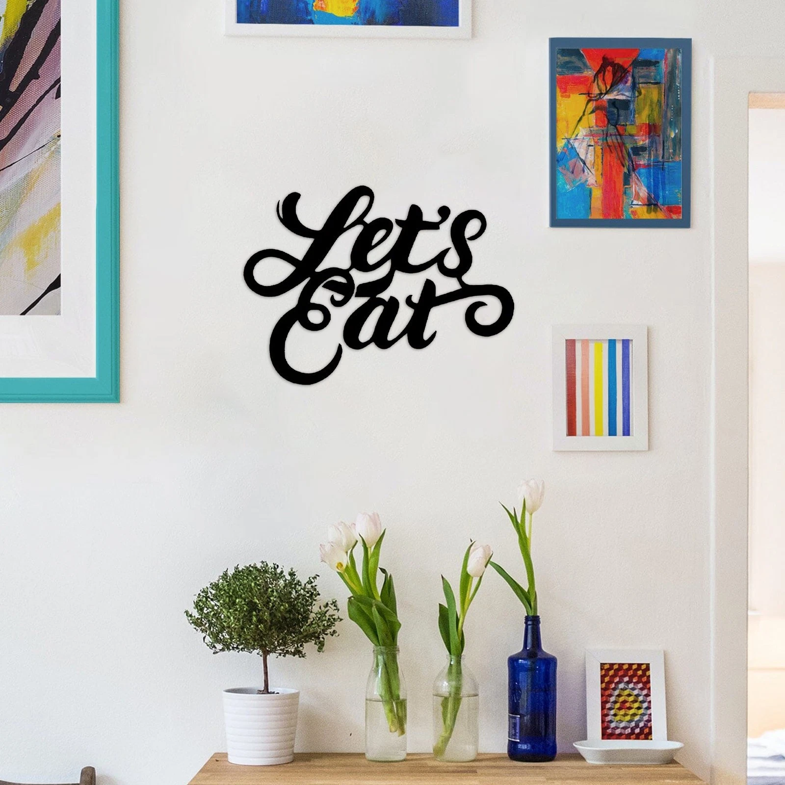 Let'S Eat Metal Wall Art Decor Metal Wall Hanging For Home Kitchen ...