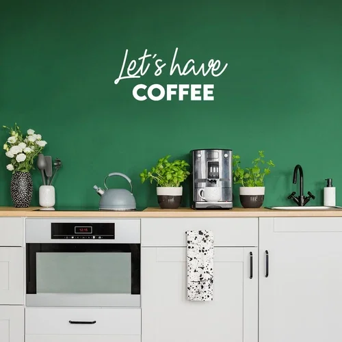 Let'S Have Coffee - White 12" X 25" Wall Art Decal Vinyl Sticker ...