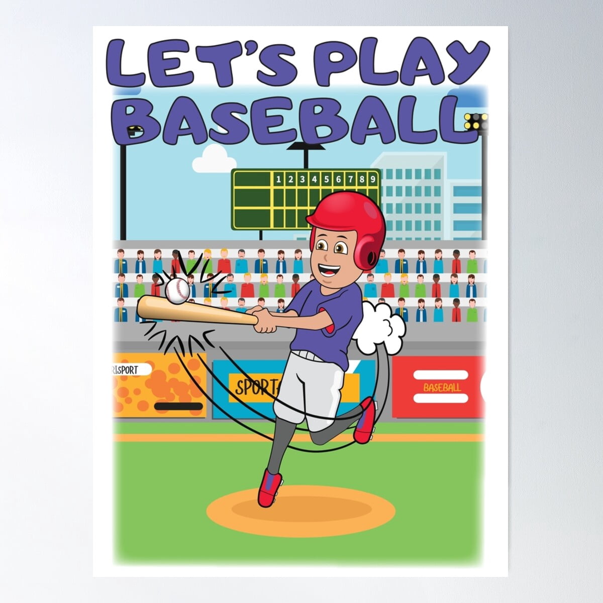Let'S Play Baseball Poster Wall Art, Modern Wall Decor For Living Room ...