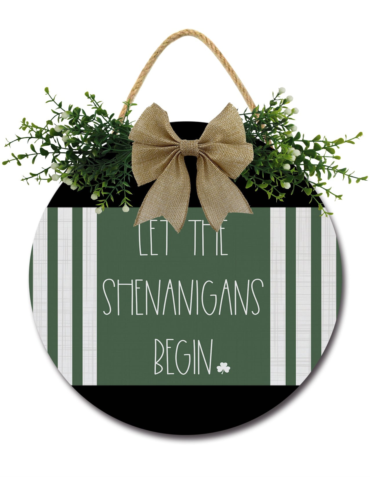 Let The Shenanigans Begin Door Sign Home Decor Round Wood Wreaths Wall ...