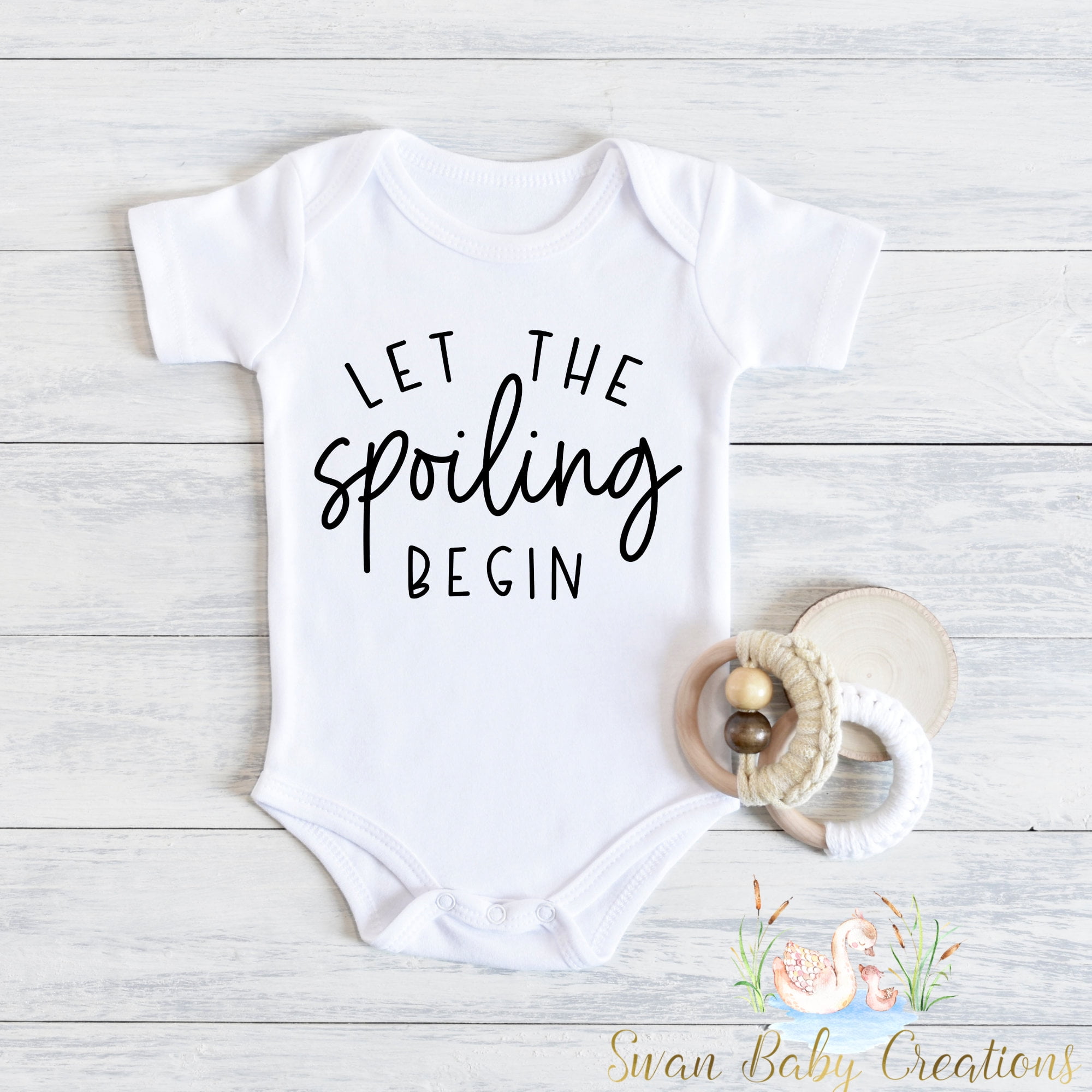 Let The Spoiling Begin Baby, Cute Baby Bodysuit For Grandparents, Funny ...