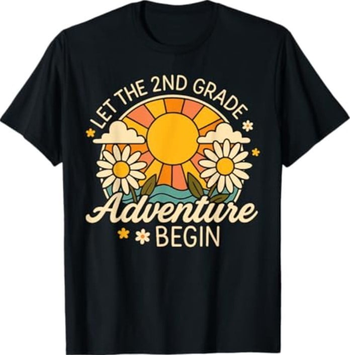 Let The 2nd Grade Adventure Begin Retro First Day Of School T-Shirt ...