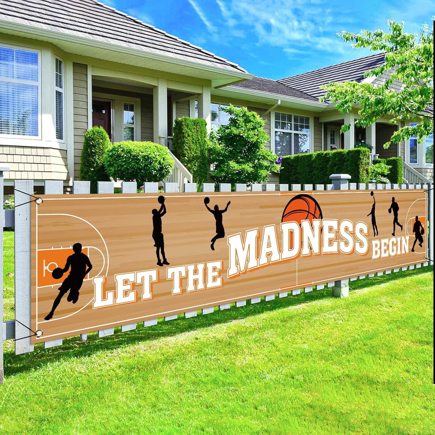 Let The Madness Begin Fence Banner College Basketball Theme Party Decor ...