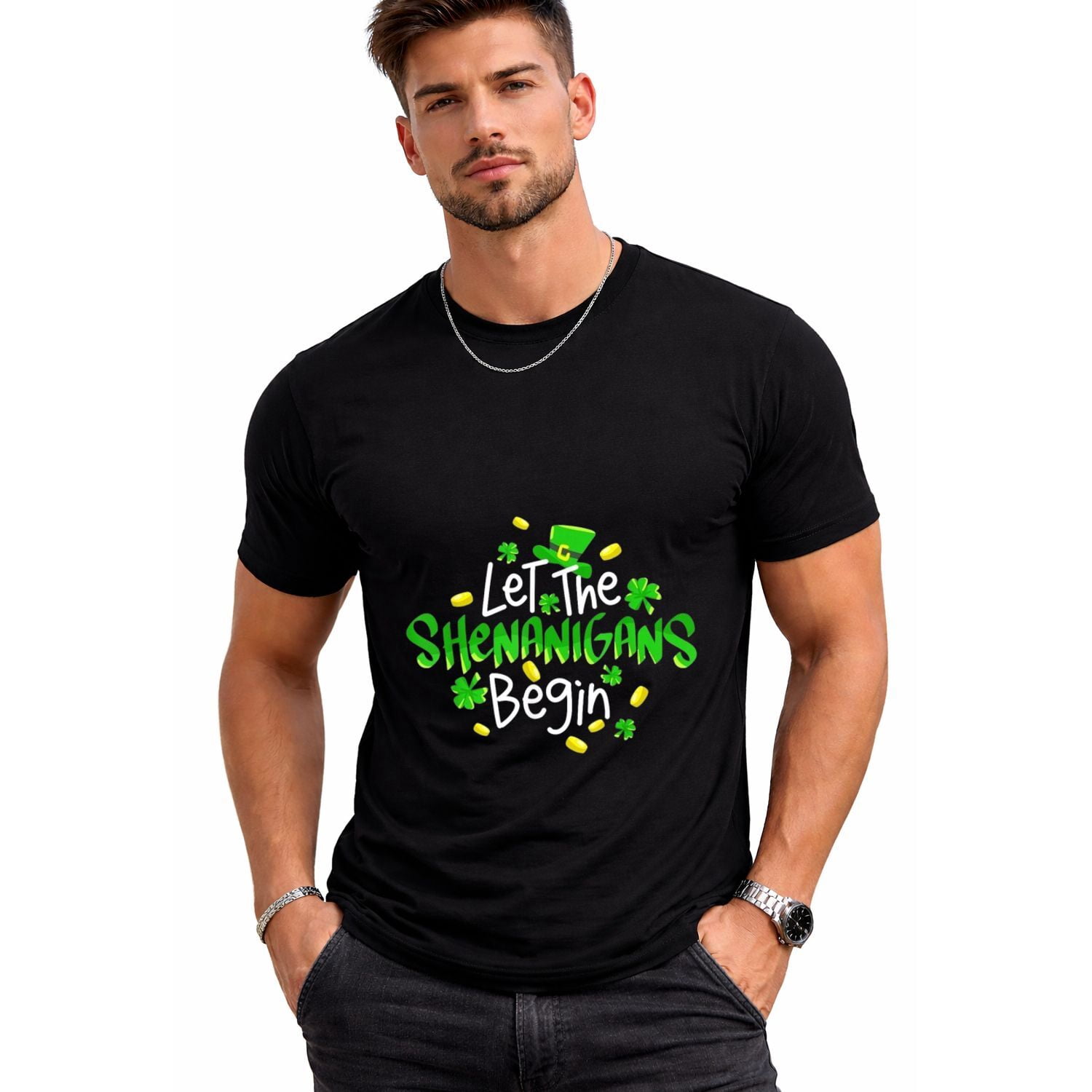 Let The Shenanigans Begin St. Patrick's Day Matching Funny Mens T-Shirt ...
