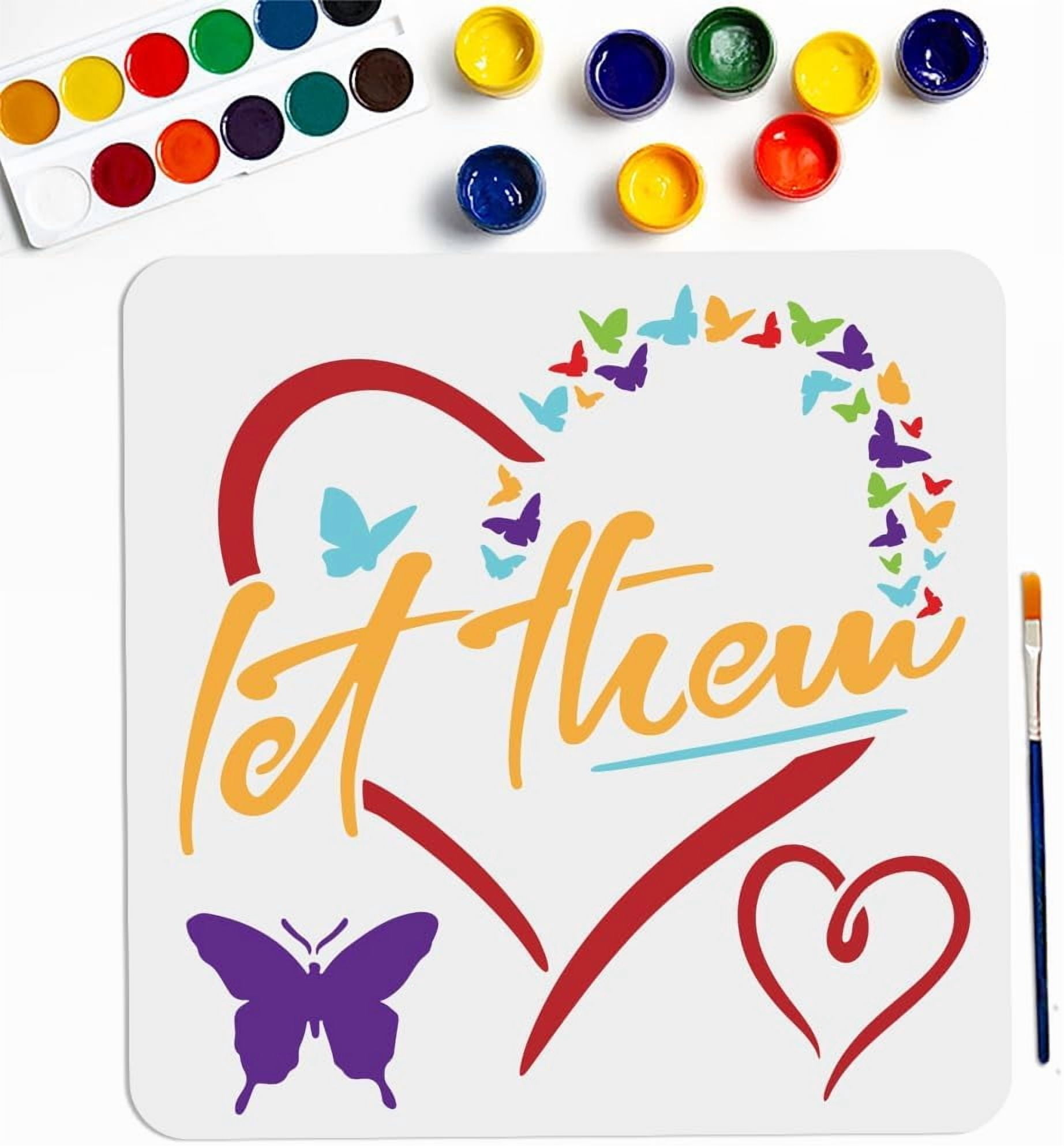 Let Them Love Butterfly Stencils 11.8×11.8inch Large Heart Love ...