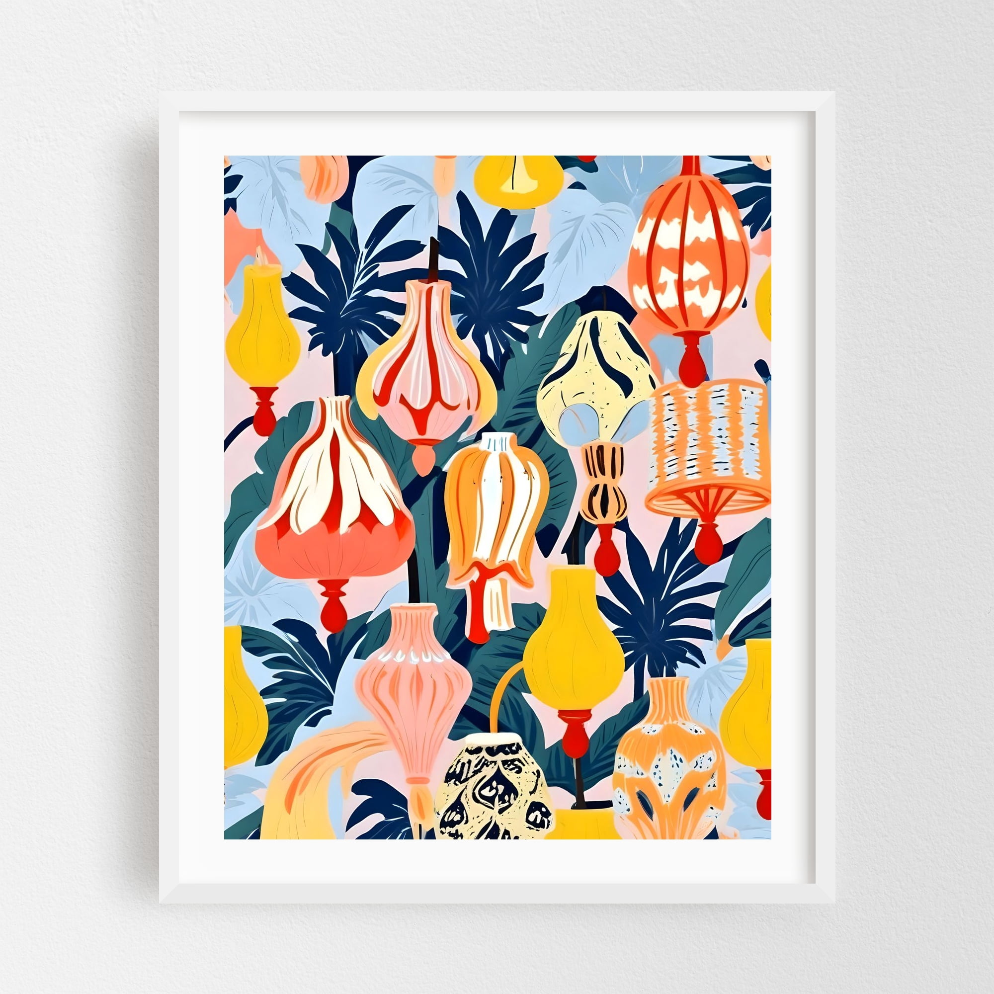 Let There Be Lamps - India Digital Art Tropical Modern Art Pattern ...