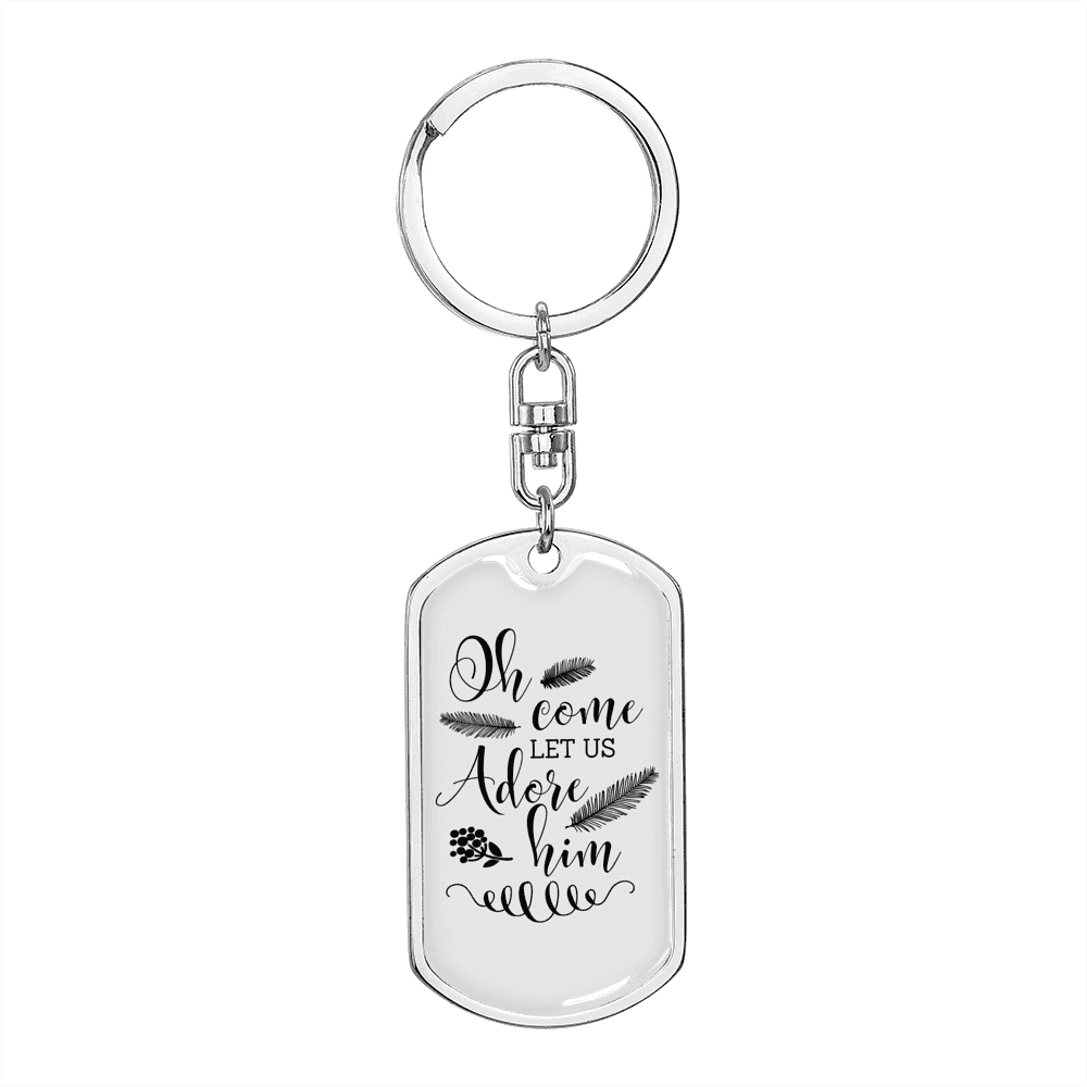 Let Us Adore Him Stainless Steel or 18k Gold Premium Swivel Dog Tag ...