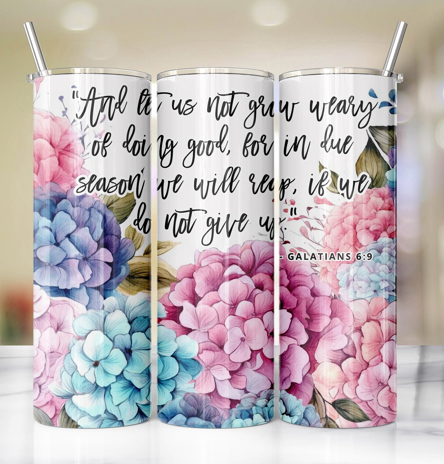 Let Us Not Grow Weary Do Not Give Up Bible Verse 20 Oz Metal Tumbler w ...