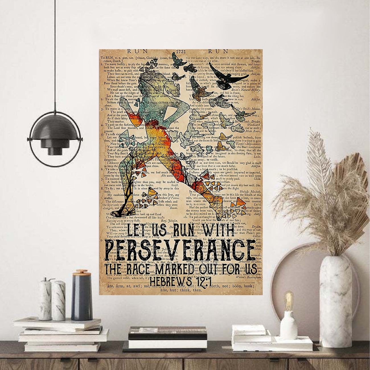 Let Us Run With Perseverance The Race Marked Out For Us Hebrews Poster ...