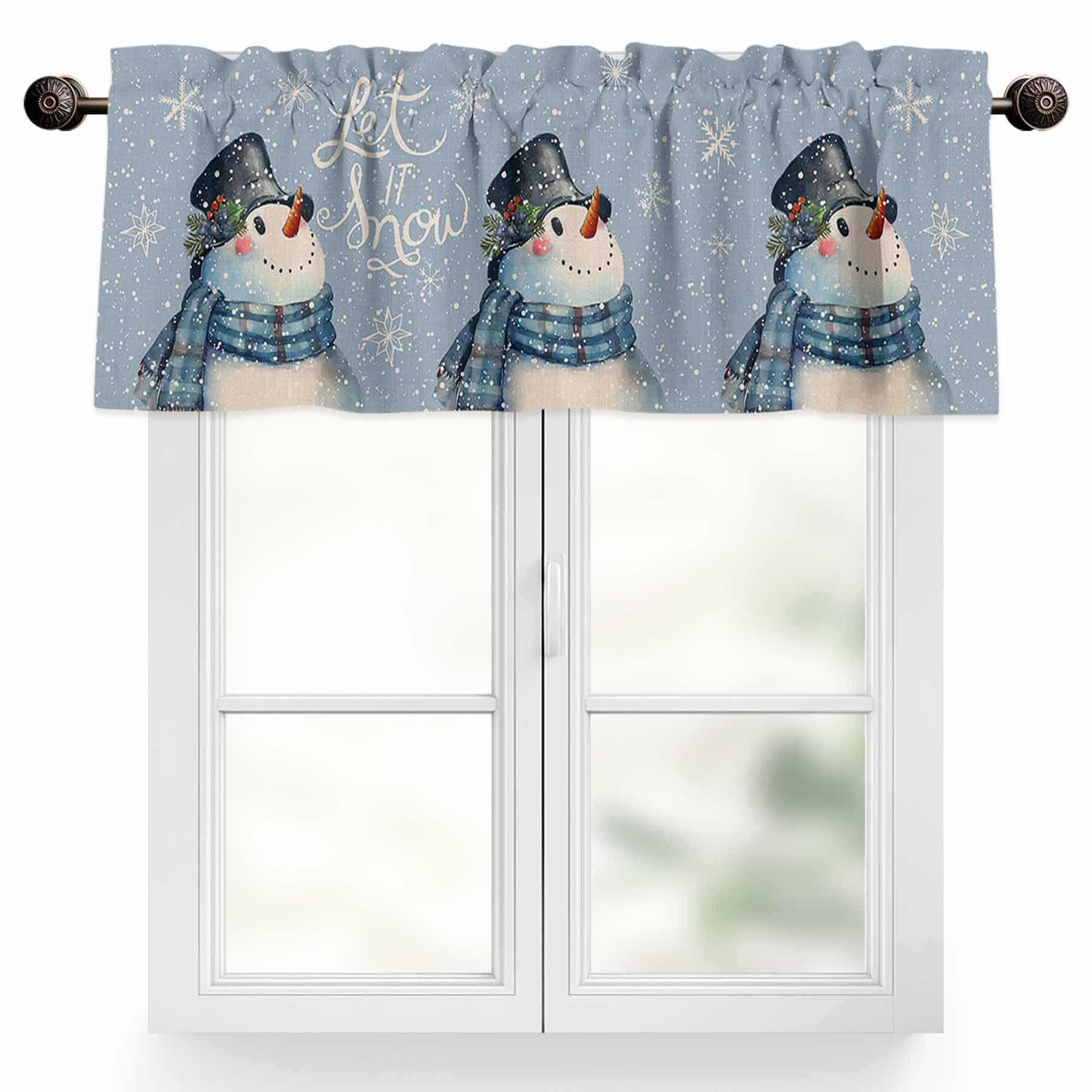 Let it Valances for Windows, 54 x 18in, Snow Christmas Snowman ...