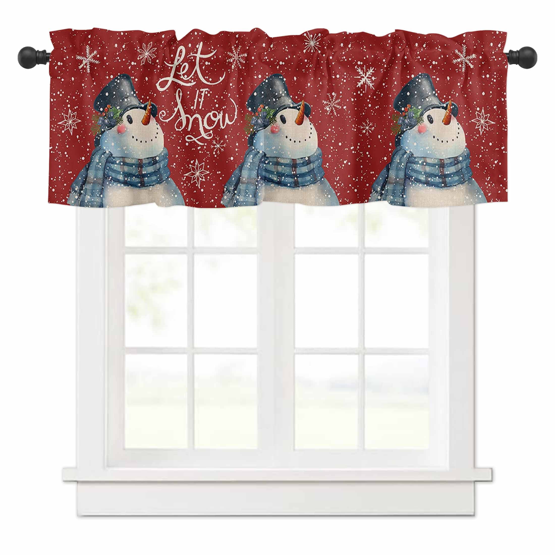 Let it Valances for Windows Snow Christmas Snowman Snowflake Red Rod ...