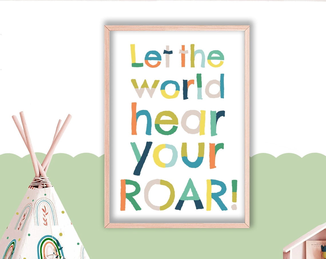 Let The World Hear Your Roar - Boys Bedroom, Nursery Wall Art, Playroom ...