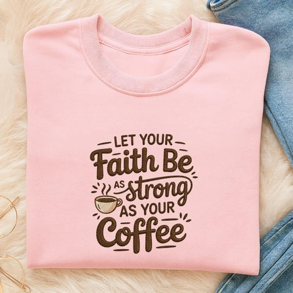 Let Your Faith Be as Strong as Your Coffee Embroidery , Funny Christian ...