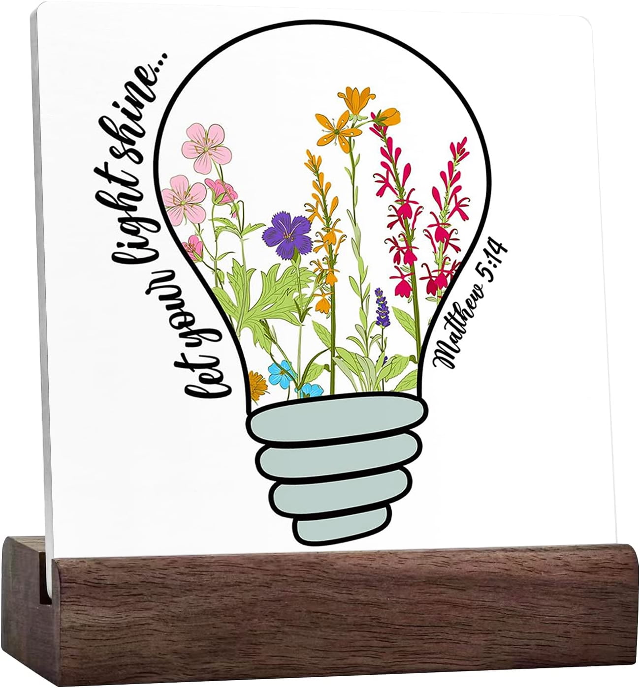 Let Your Light Shine Ceramic Desk Sign,Bible Verse Desk Decor Scripture ...