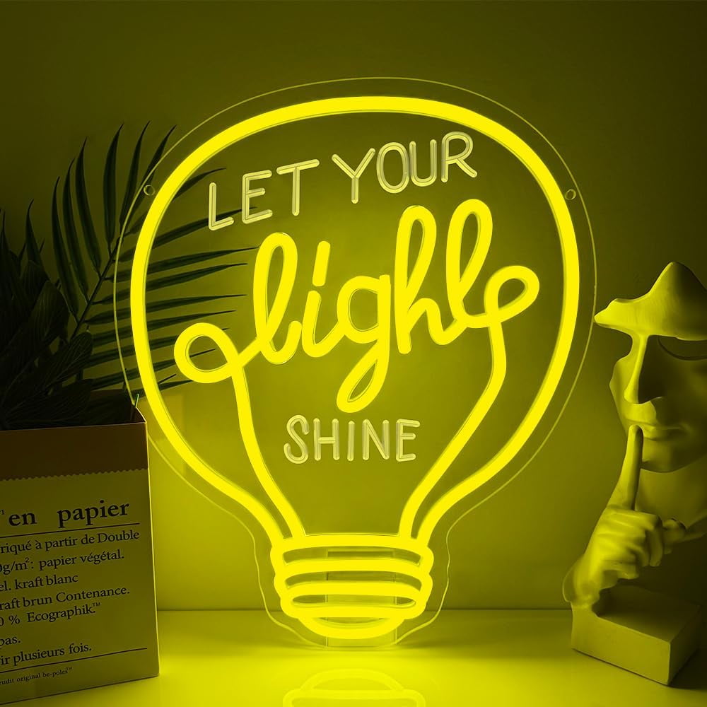 Let Your Light Shine Neon Sign,Dimmable Light Signs for Wall Art Decor ...