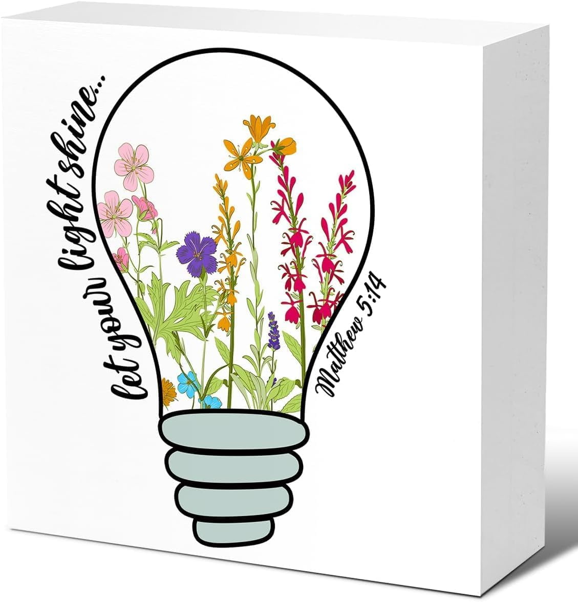 Let Your Light Shine Wood Block Sign,Bible Verse Desk Decor Scripture ...