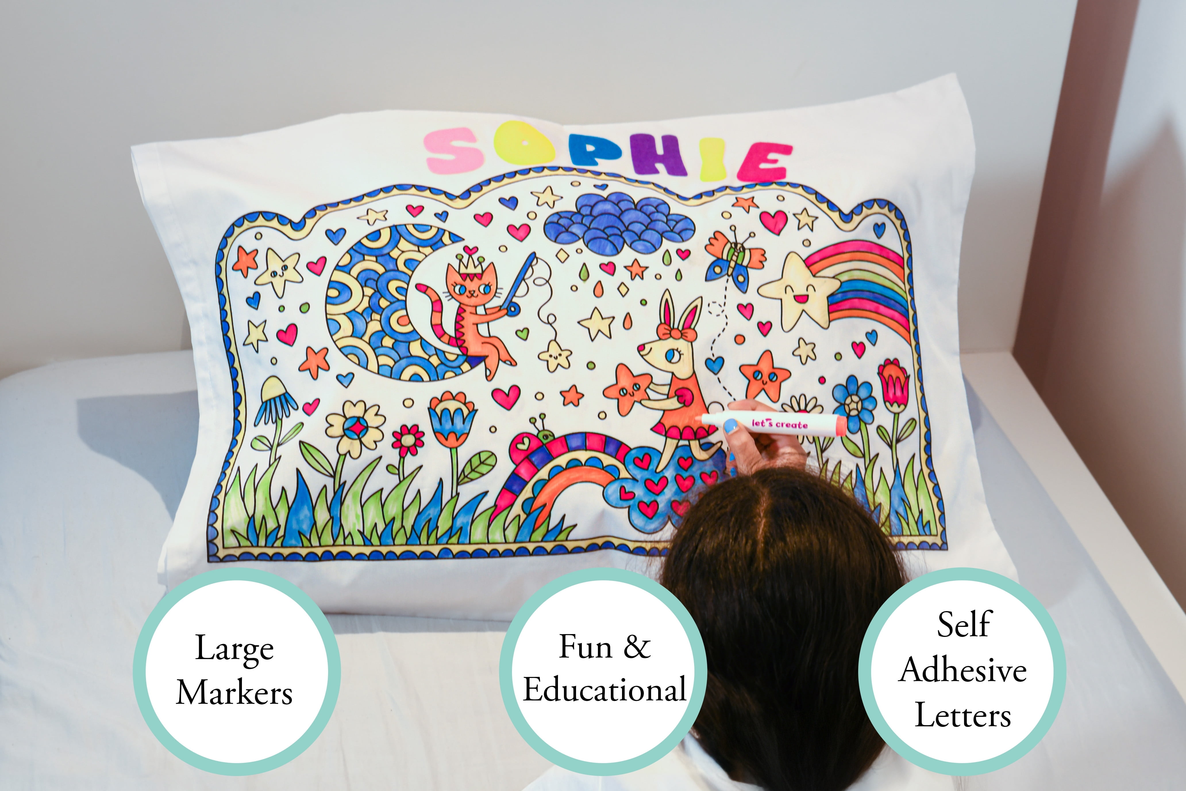 Let's Create Toys Animal Coloring Pillowcase Craft Kit, 44 Piece ...