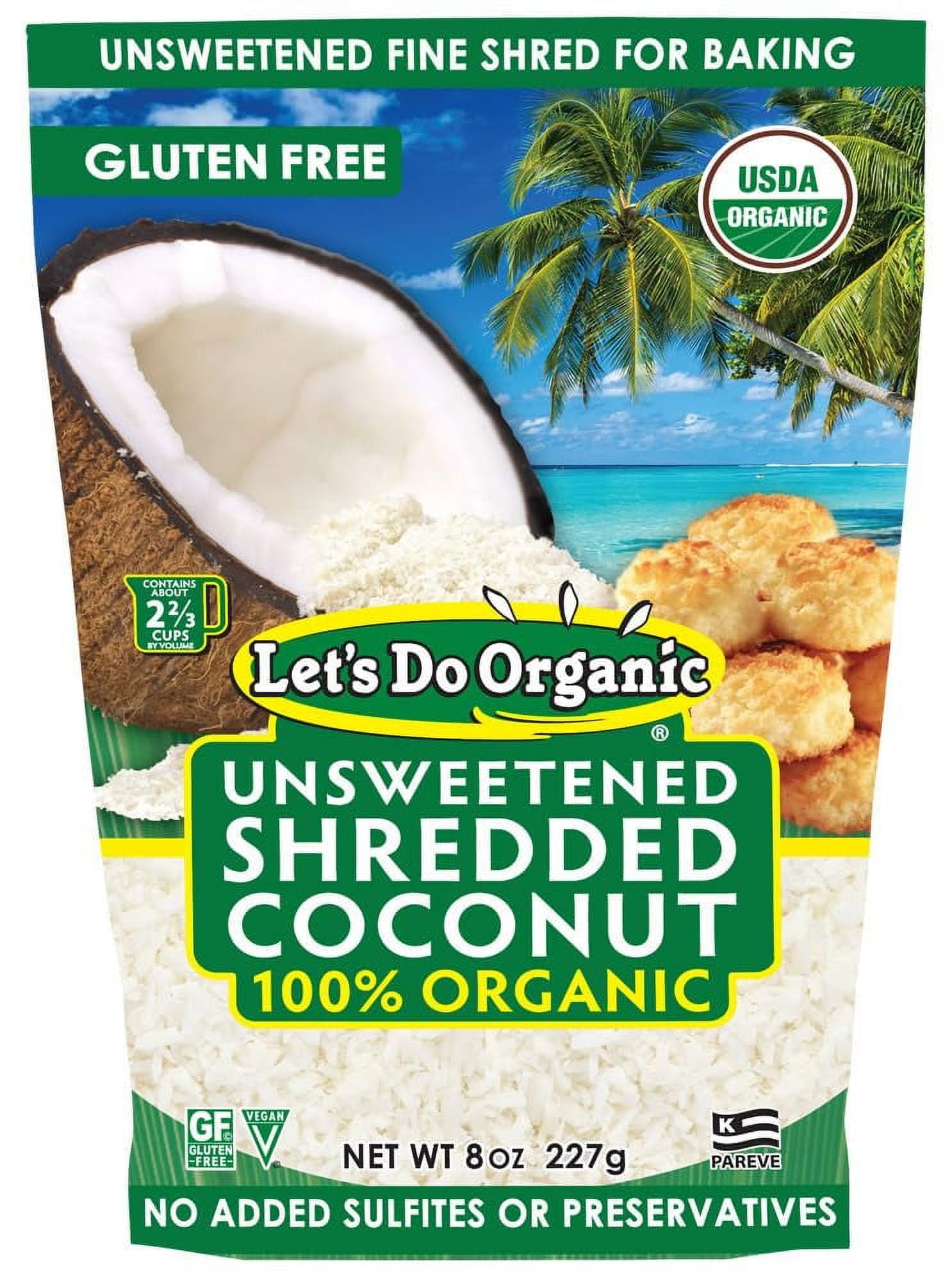 Let's Do Organic Shredded Coconut Unsweetened 8 oz Pack of 2 - Walmart.com